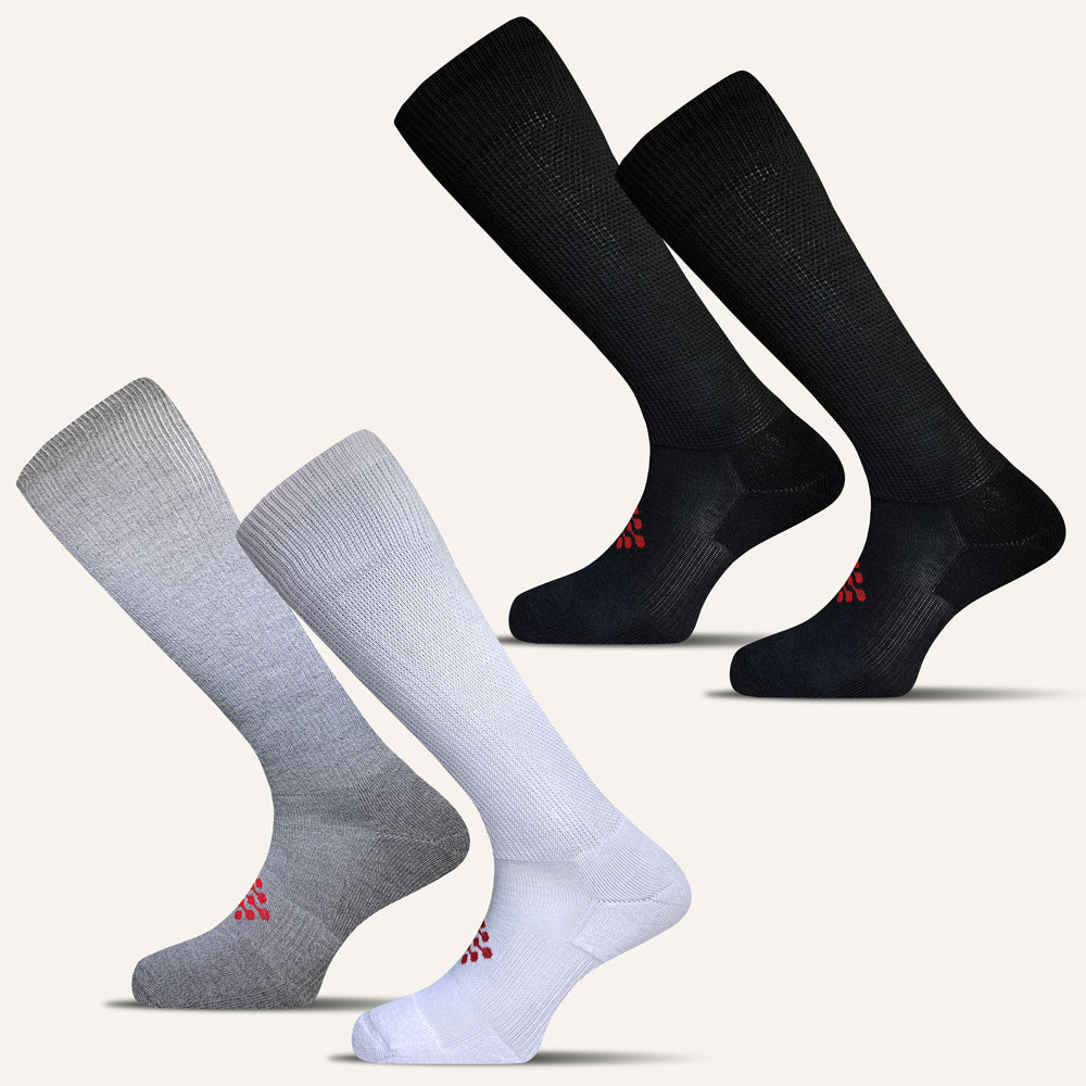 Women's Black White Grey Knee High Compression Socks - 4 Pair Bundle ...