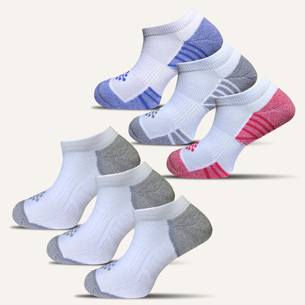 Women's Colorful Sport Cushioned Ankle Socks - 6 Pair – True Energy Socks